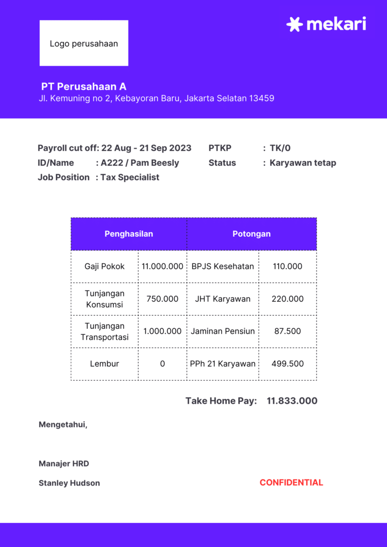 Contoh Slip Gaji Karyawan yang Simpel dan Mudah Dibuat