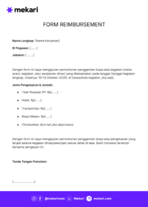 Contoh Form Reimburse & Surat Permohonan Reimbursement