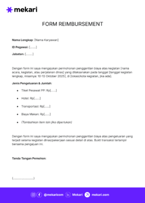 Contoh Form Reimburse & Surat Permohonan Reimbursement